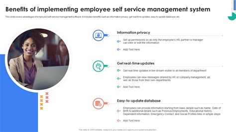 Hrms Rollout Strategy Benefits Of Implementing Employee Self Service Management System Ppt Slide