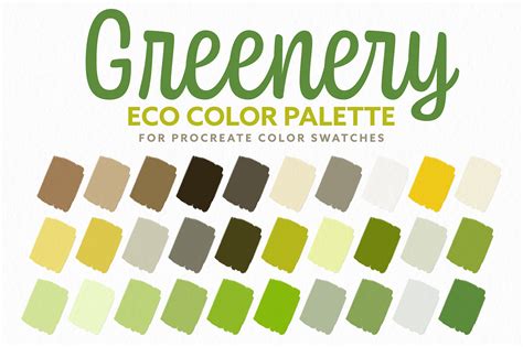 Greenery Color Palette Procreate Ipad Graphic By Emojoez · Creative Fabrica