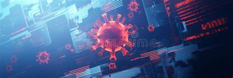 Computer Screen Infected With A Virus Glitching With Red Warning