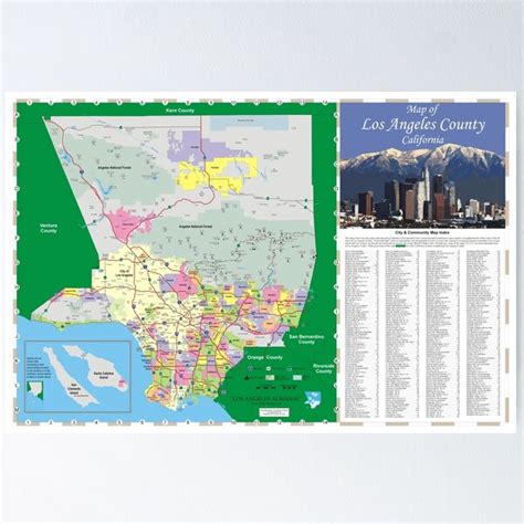 Los Angeles County Wall Map