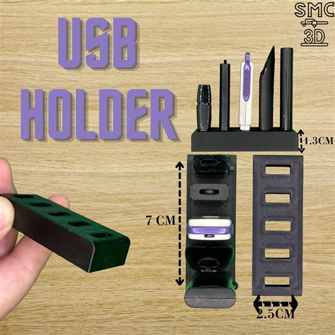 3d Printable Usb Holder For 5 Usb Sticks Stl Etsy