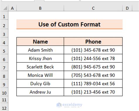 How To Format Phone Number With Extension In Excel 3 Easy Ways