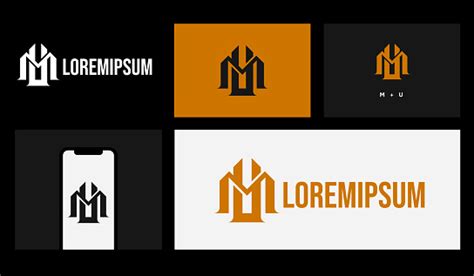 레터 M U 로고 디자인 크리에이티브 미니멀 한 흑백 모노그램 기호 유니버설 우아한 벡터 엠블럼 프리미엄 비즈니스 로고 타입 회사 Id를 위한 그래픽 알파벳 기호 0명에