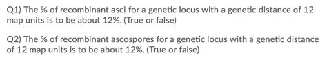 Q1 The Of Recombinant Asci For A Genetic Locus