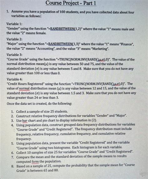 Solved Course Project Part 1 1 Assume You Have A