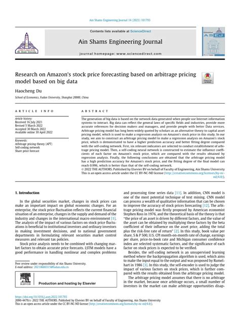 Research On Amazons Stock Price Forecasting Based On Arbitrage Pricing Model Based On Big Data