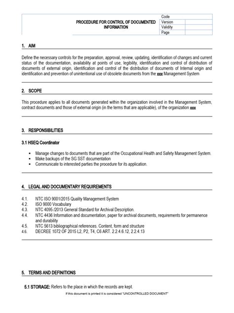 Control Of Documented Information Pdf Typefaces Computer File