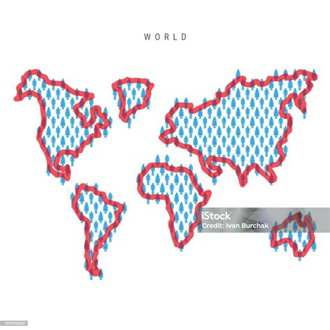 세계 인구지도 스틱 피규어 지구본 사람 지도 남성과 여성의 패턴입니다 플랫 벡터 그림 0명에 대한 스톡 벡터 아트 및 기타 이미지 0명 가공의 인물 개념 Istock