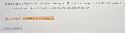 Solved Find The Area Of A Triangle With The Given