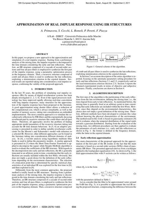 pdf approximation of real impulse response using iir structures