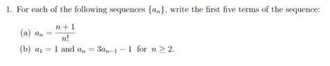 Solved 1 For Each Of The Following Sequences An Write