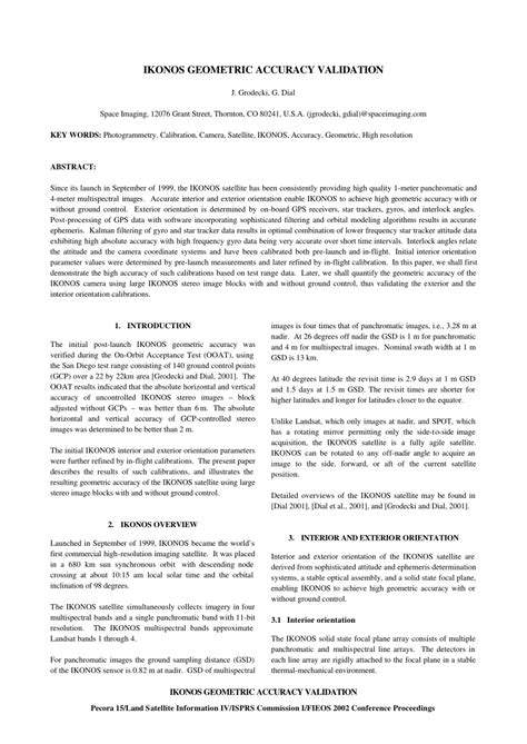 Pdf Ikonos Geometric Accuracy Validation