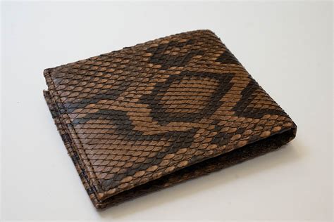 Python Skin Brown Leather Bifold Wallet Python Huntress