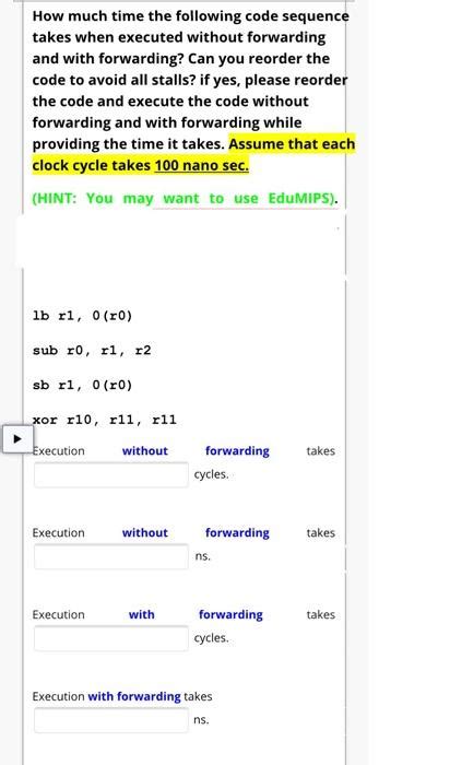 solved how much time the following code sequence takes when