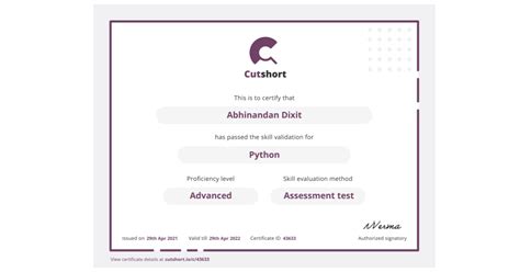 Abhinandans Skill Certificate For Python Cutshort