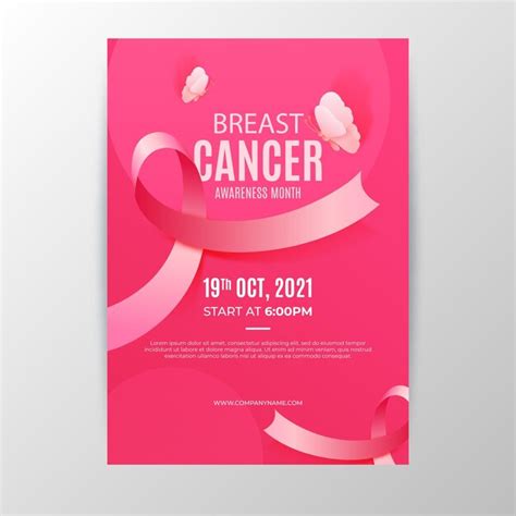 Free Vector Gradient Breast Cancer Awareness Month Vertical Flyer