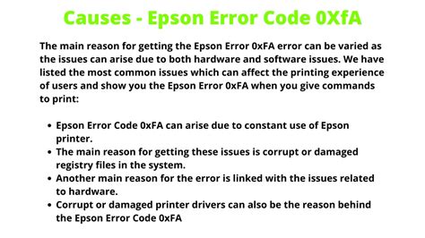 Ppt Epson Error Code 0xfa Quick Solution Powerpoint Presentation Id10404527