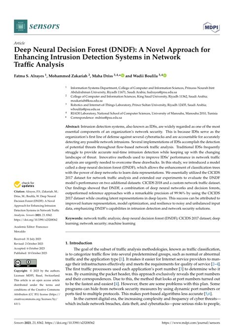Pdf Deep Neural Decision Forest Dndf A Novel Approach For Enhancing Intrusion Detection