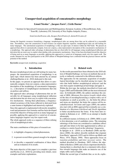 PDF Unsupervised Acquisition Of Concatenative Morphology