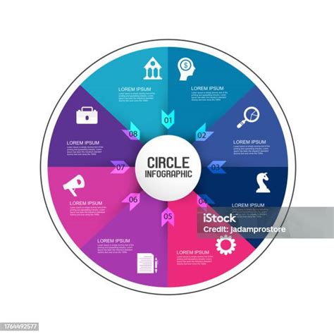 서클 다이어그램 벡터 인포그래픽 프레젠테이션 템플릿 차트 8 옵션 8에 대한 스톡 벡터 아트 및 기타 이미지 8 분할