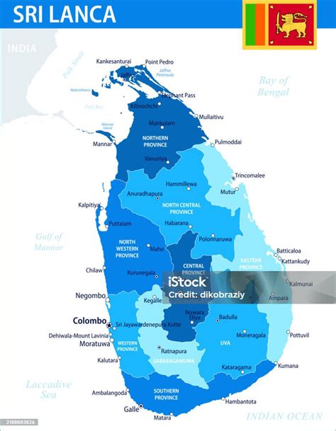 스리랑카지도 벡터 블루 스폿 웹 사이트 교육 보고서 뉴스 정치 인쇄 포스터 및 배경 화면에 대한 행정 구역과 스리랑카의 사용자 정의 가능한 계층화 된지도 2024년에 대한