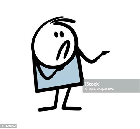 Stickman은 얼굴에 경멸적인 표정을 가진 사람을 무시하고 손가락으로 가리 킵니다 가리키기에 대한 스톡 벡터 아트 및 기타 이미지 가리키기 감정 개념 Istock