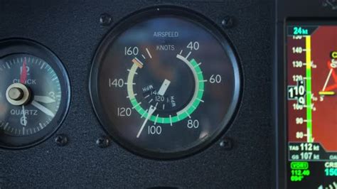 Classic Standby Airspeed Indicator On Airplane Instrument Panel Cu Technology Stock Footage