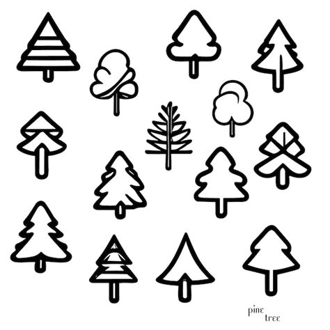 Premium Vector Tree Line Art Vector Icon Set