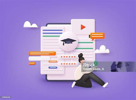 온라인 교육 개념 응용 프로그램 학습 E러닝 페이지 3d 벡터 일러스트레이션 컴퓨터에 대한 스톡 벡터 아트 및 기타 이미지 컴퓨터 Brand Name Video