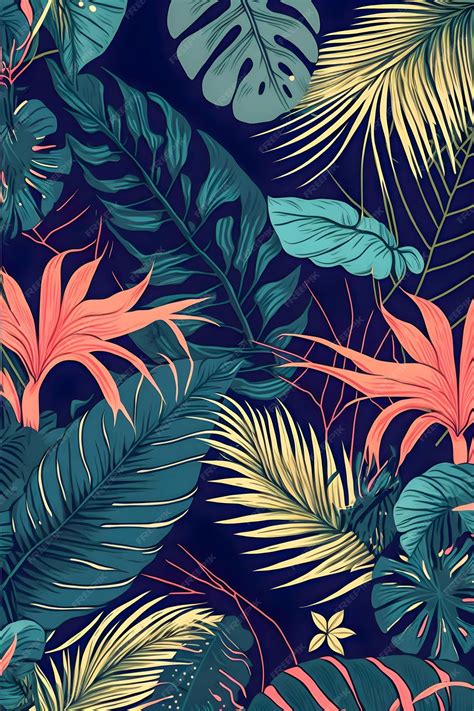 Premium Photo Jungle Floral Pattern Colorful Illustration