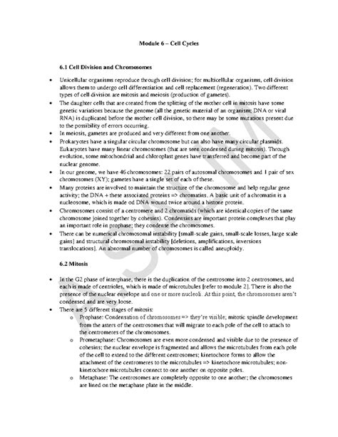 Module 6 Cell Cycle Professor Delcourt Module 6 Cell Cycles 6 Cell Division And