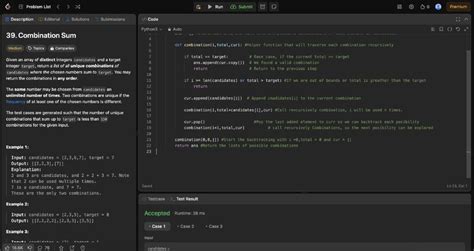 Cristofer Franco Vilchis On Linkedin Leetcode Day 35 39 Combination Sum Space Complexity O