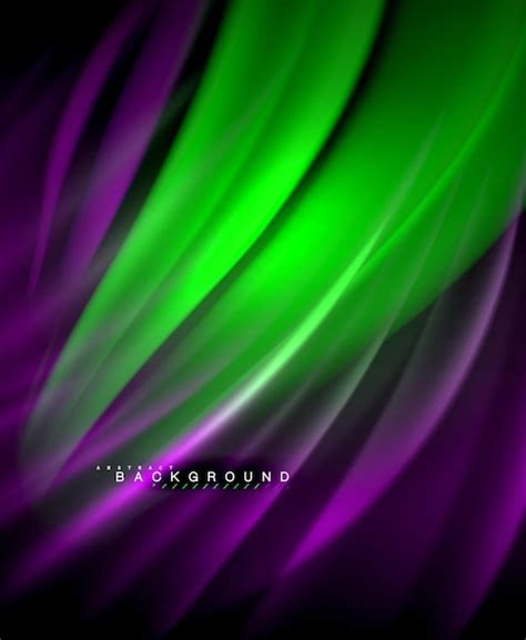 네온 빛나는 파 마법 에너지와 빛 모션 배경 벡터 벽지 템플릿 프리미엄 벡터