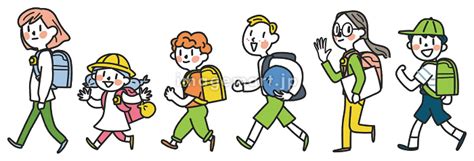 登下校する小学生たち イラスト素材 212739840 イメージマート