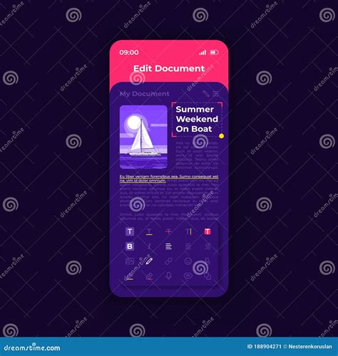 Document Viewing And Editing Smartphone Interface Vector Template Stock Vector Illustration Of