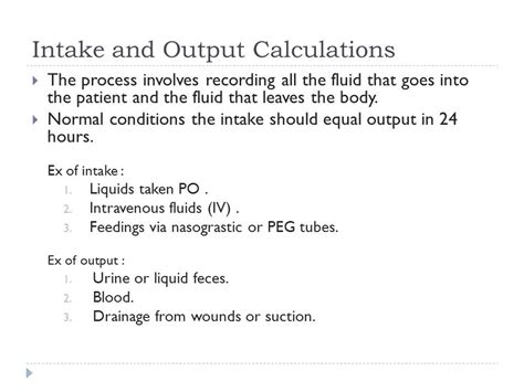 intake and output chart definition ponasa