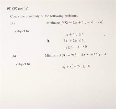 Solved 6 20 Points Check The Convexity Of The Following