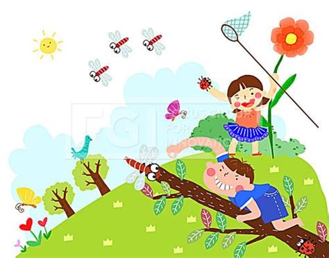 Pai077 프리진 일러스트 사람 교육 휴일 여름 Pater 일러스트 프리진 곤충채집 페인터 잠자리 학교 초등학생 방학 남자어린이 여자어린이