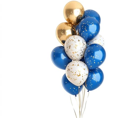 Mockup Display Of Blue And Gold Balloons For Birthday Or Festive