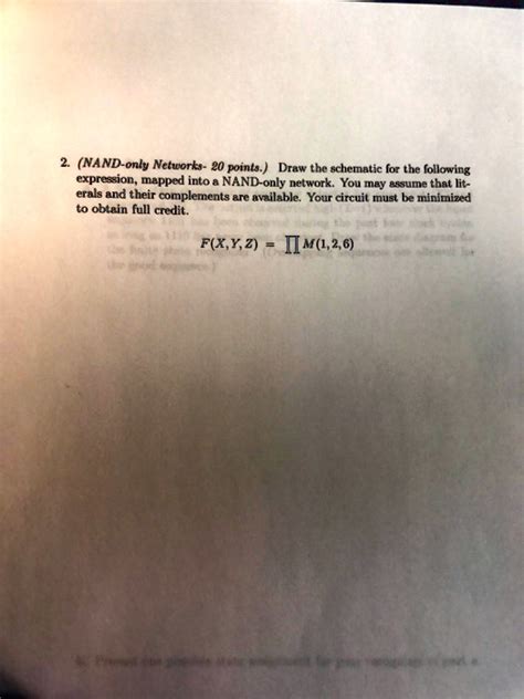 2 NAND Only Networks 20 Points Draw The Schematic For The Following Expression Mapped Into