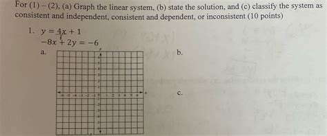 for 1 2 a graph the linear system b state the solution and