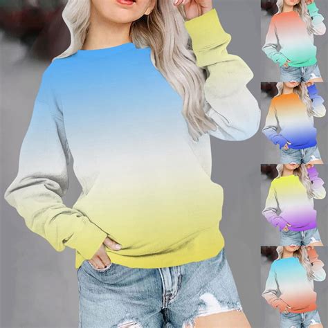 Dxhmoneyhx Girls Crewneck Sweatshirt Gradient Color Sweatshirts For