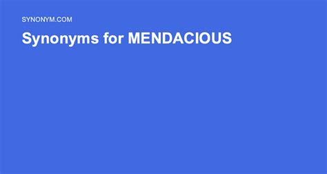 Another Word For Mendacious Synonyms And Antonyms