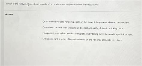 solved which of the following procedures would a