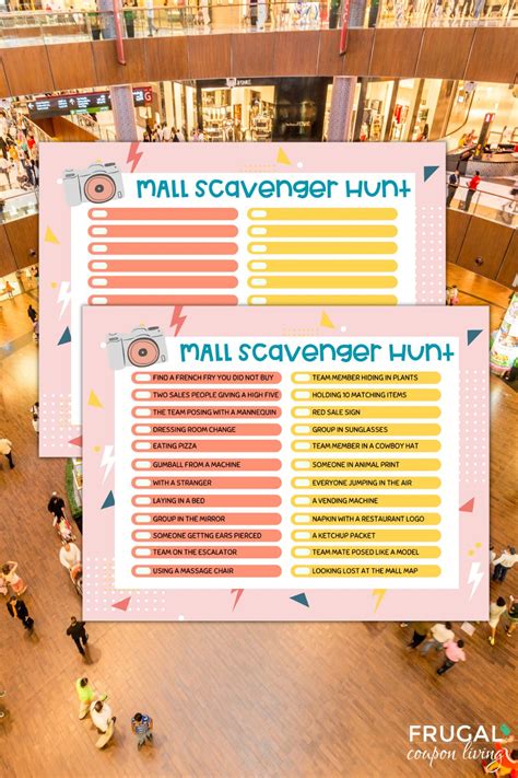 Mall Scavenger Hunt Checklist Youth Group Birthday Team Building