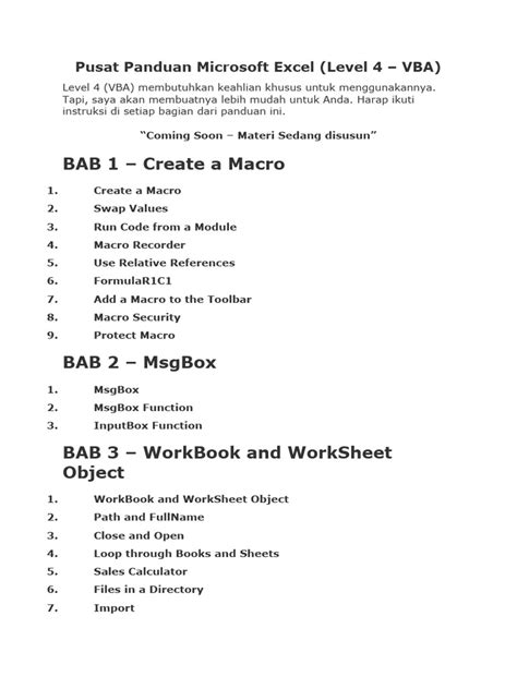 Pusat Panduan Microsoft Excel Level 4 Vba Pdf Microsoft Excel