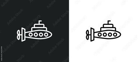 Submarine Front View Icon Isolated In White And Black Colors Submarine Front View Outline