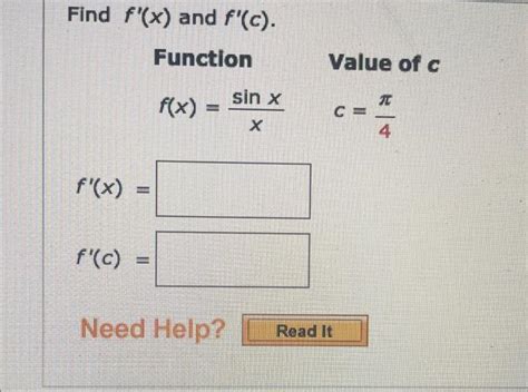 Solved Find F X And F C Function F X F X F C M Chegg Com