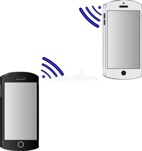 two mobile phone connected wirelessly stock vector illustration of