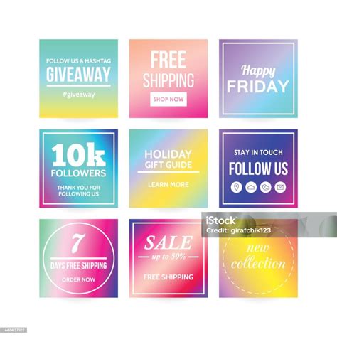 소셜 미디어 및 모바일 애플 리 케이 션에 대 한 현대 판매 배너 템플릿 화려한 그라데이션 배경입니다 벡터 일러스트 레이 션